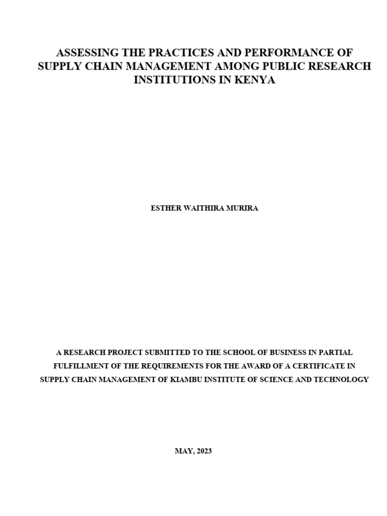 Esther Waithera Murira Project | PDF | Supply Chain Management | Supply ...