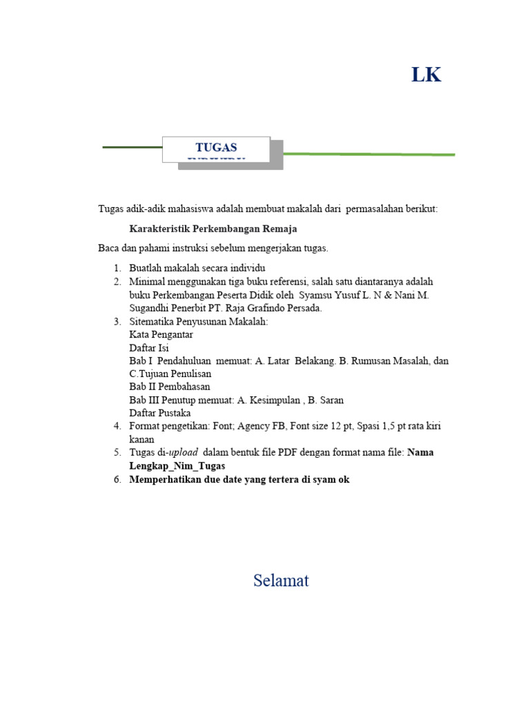 LK 11 Perkembangan Peserta Didik - 2022 | PDF