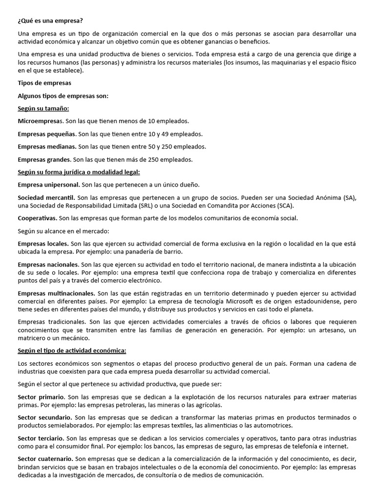 Tipos de Empresa DPCC | PDF | Business | Sector privado