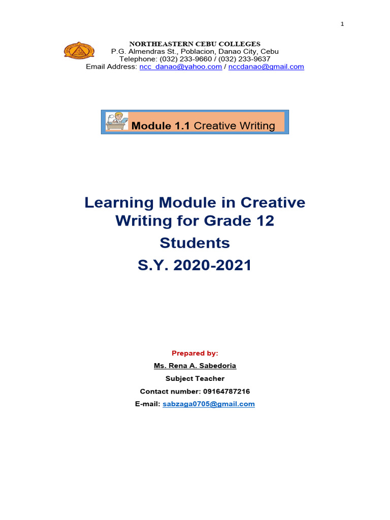 1st Sem - Q1 - M01 - Creative Writing | PDF | Creativity | Writing