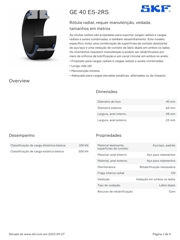 SKF GE 40 ES-2RS Specification | PDF | Software de aplicação | Programas