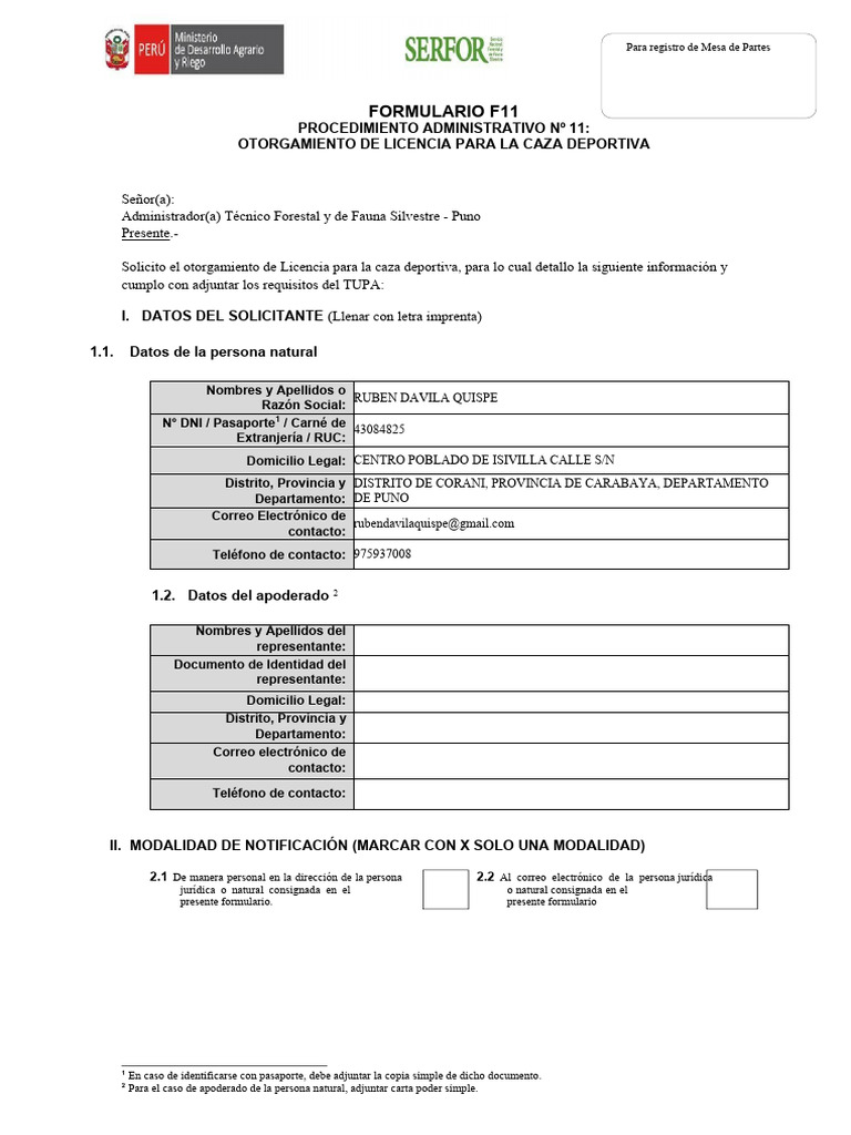 Formulario F11 | PDF