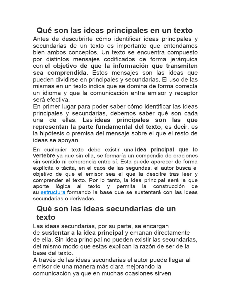 Identificar Ideas en un Texto | PDF | Crecimiento personal y profesional