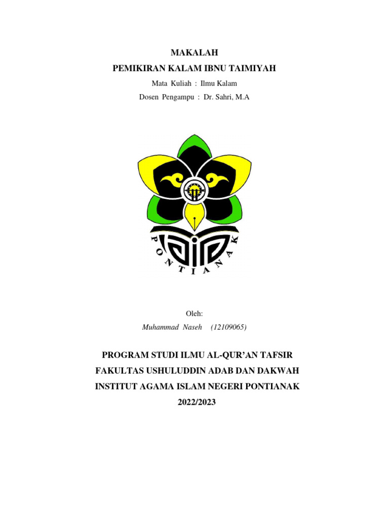 Makalah Pemikiran Kalam Ibnu Taimiyah | PDF Makalah Pemikiran Kalam Ibnu Taimiyah | PDF