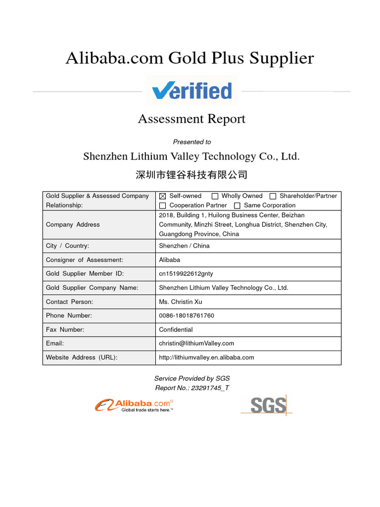 Supplier Assessment Report-Shenzh | PDF | Alibaba Group | Verification ...