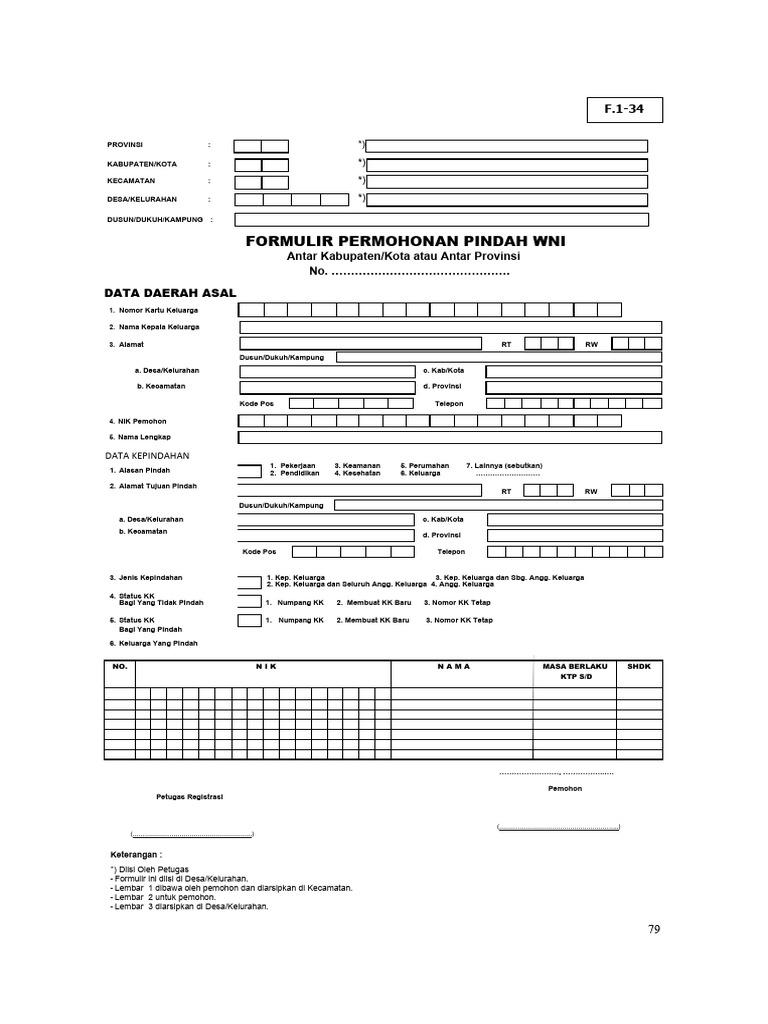 Formulir Permohonan Pindah Wni: Data Daerah Asal | PDF
