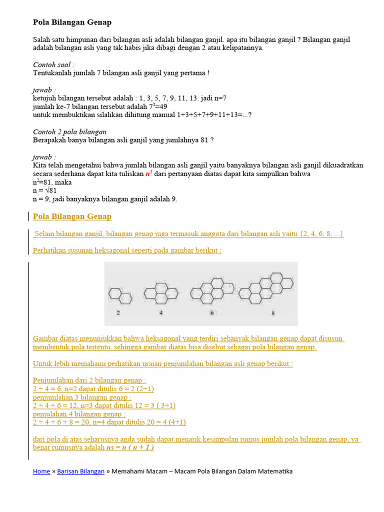 Pola Bilangan Genap | PDF