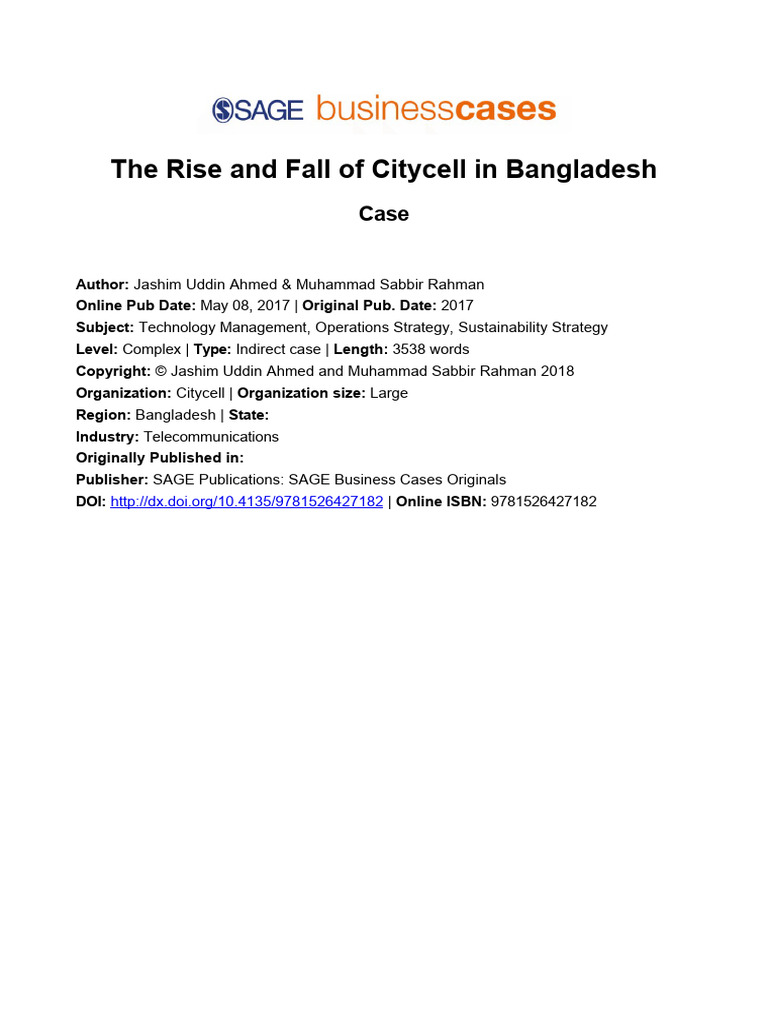 The Rise and Fall of Citycell in Bangladesh | PDF | 3 G | Information ...
