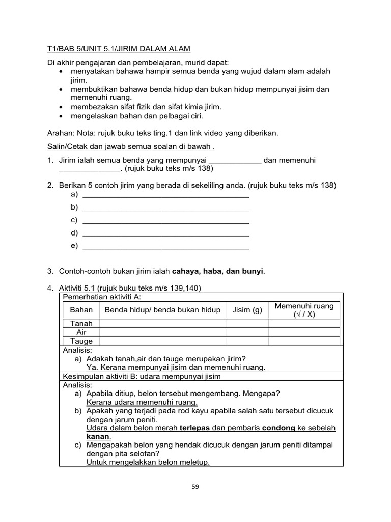 MODUL SAINS TING.1 | PDF