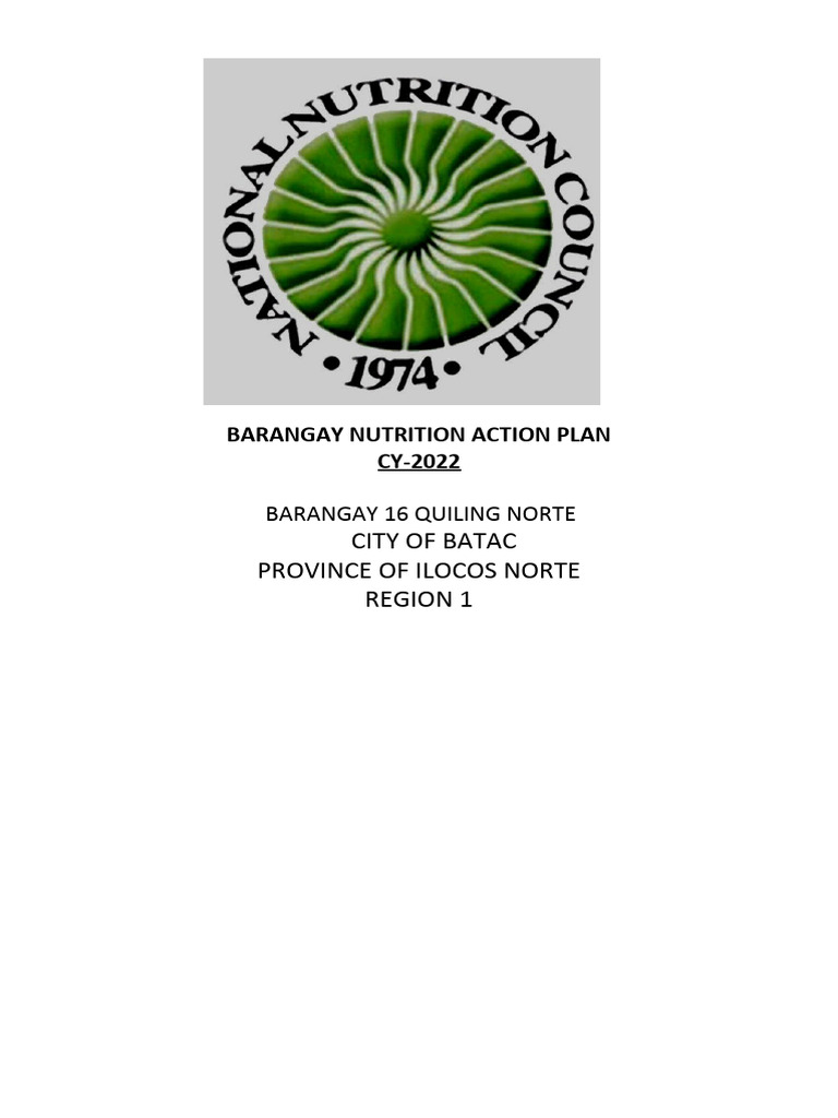 2023 Final BNAP - Barangay Nutrition Action Plan | PDF | Malnutrition ...