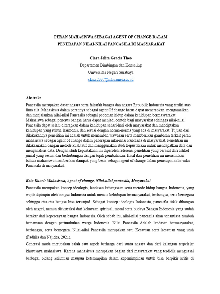 Peran Mahasiswa dalam Penerapan Pancasila | PDF | Ilmu Sosial | Sains ...