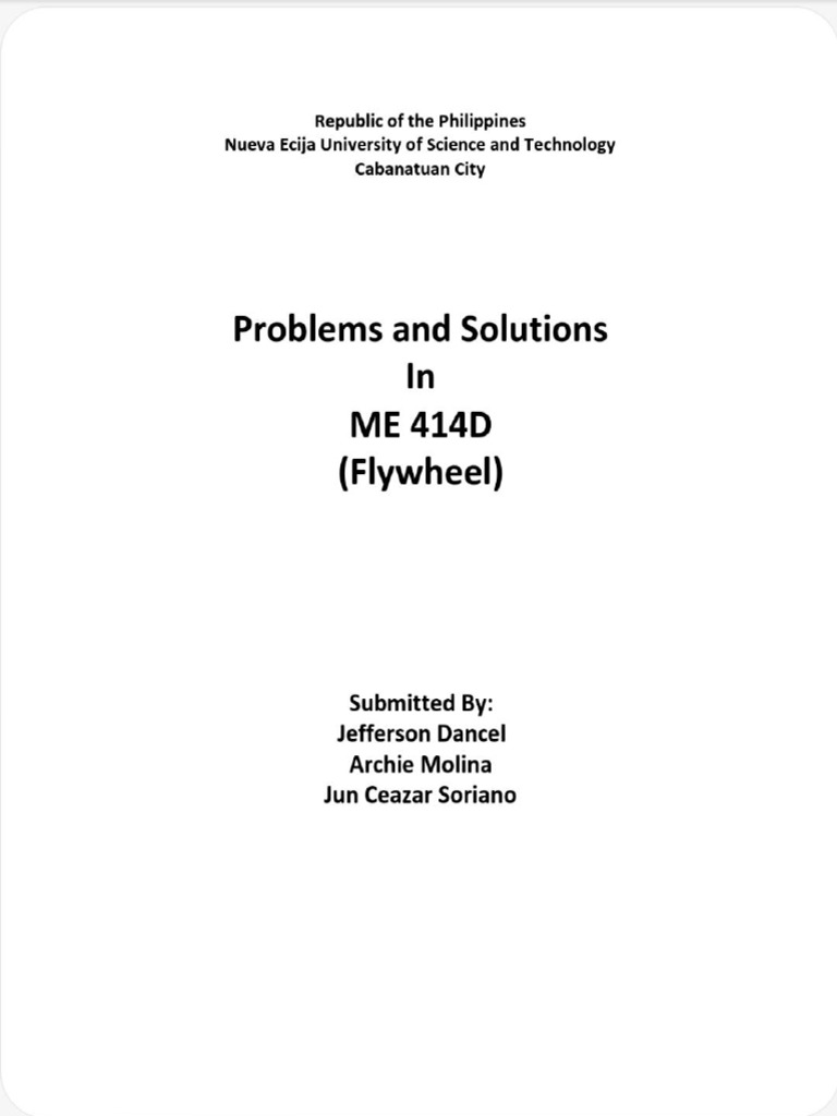 Flywheel Problems and Solutions | PDF