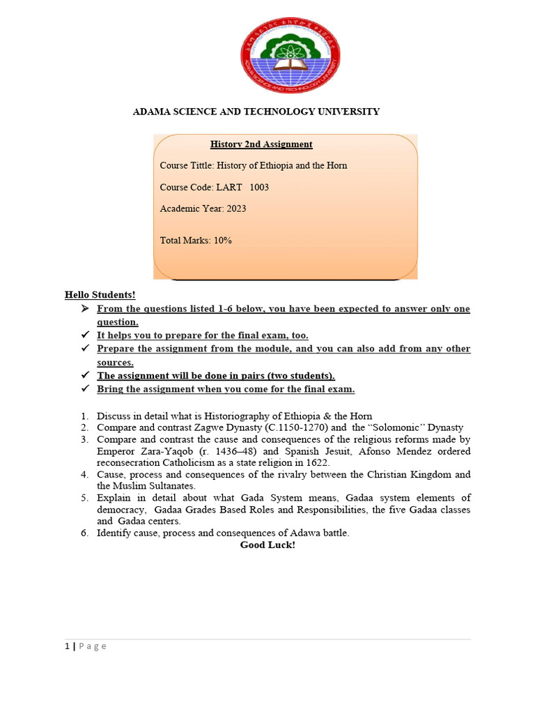 History 2nd Assignment | PDF