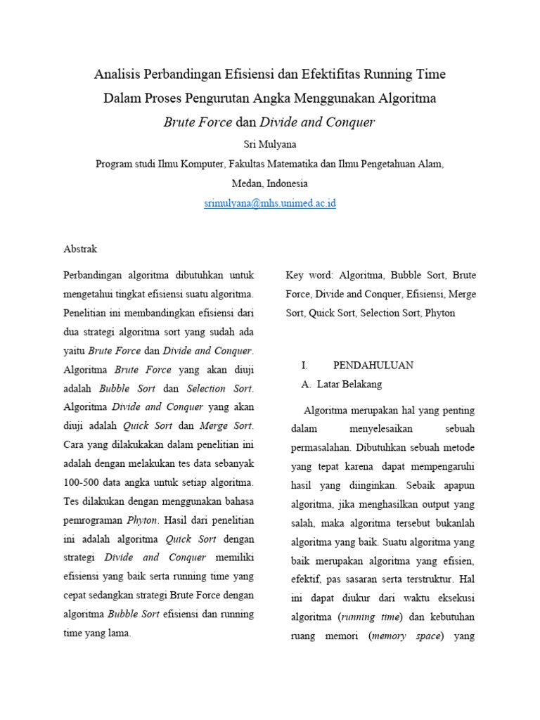 Analisis Perbandingan Efisiensi Algoritma | PDF | Komputer