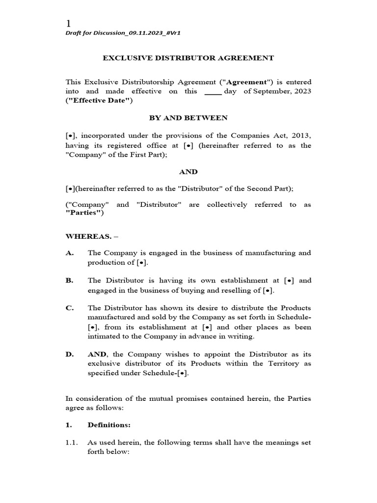 Exclusive Distributor Pact | PDF | Arbitration | Indemnity