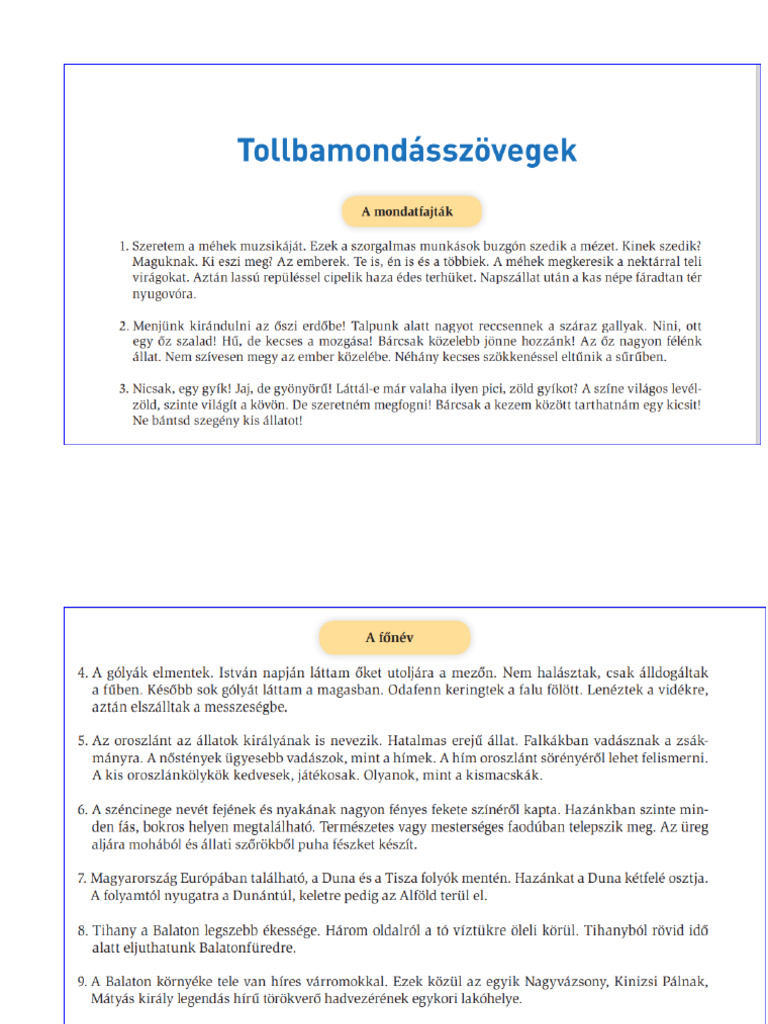 Tollbamondás 3.o. Mondatok | PDF