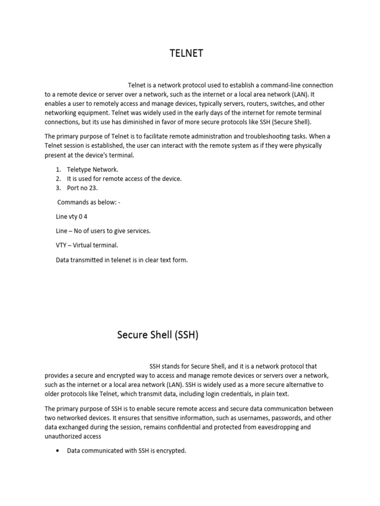 Telnet and SSH | PDF