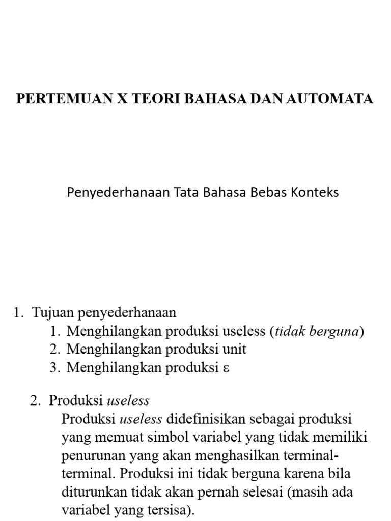 Pertemuan X Teori Bahasa Dan Automata Pdf 