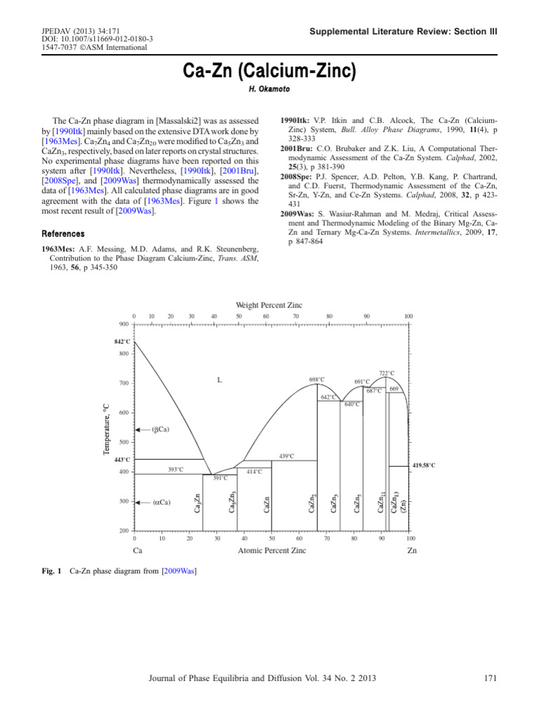 Ca-Zn Phase Diagram | PDF | Metals | Thermodynamics