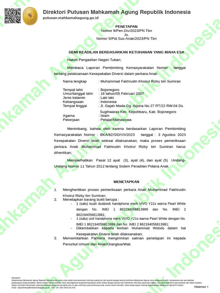 Putusan 5 Pid - Sus-Anak 2023 PN TBN 20230927140629 | PDF