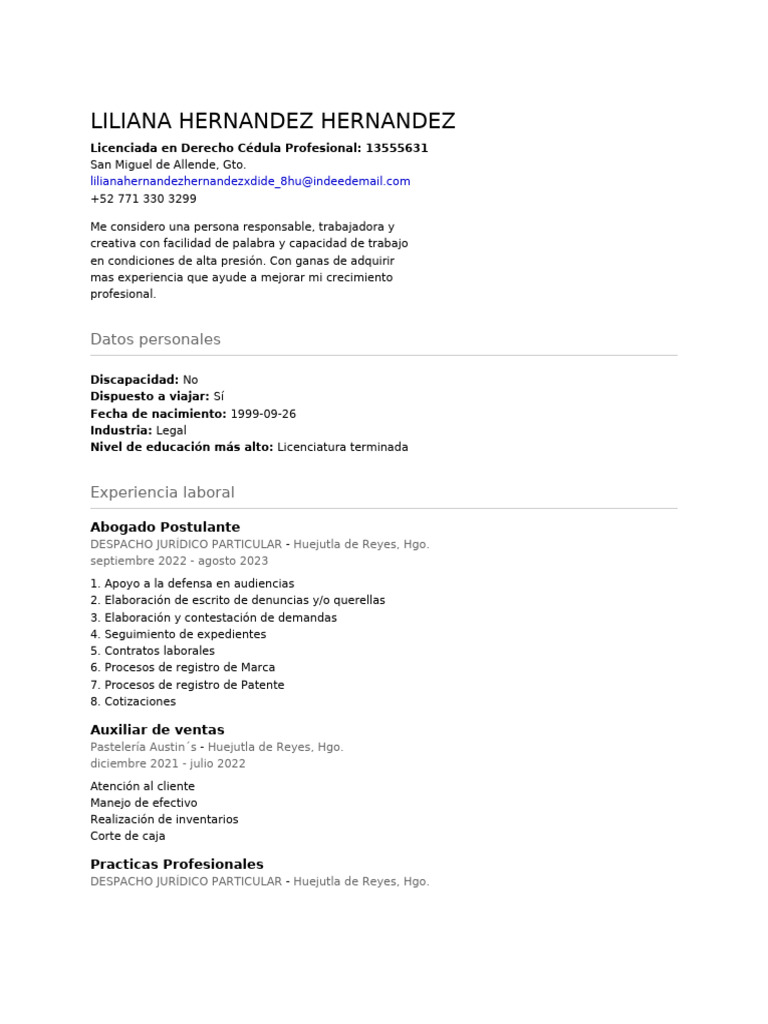 CV Liliana Hernandez Hernandez | PDF