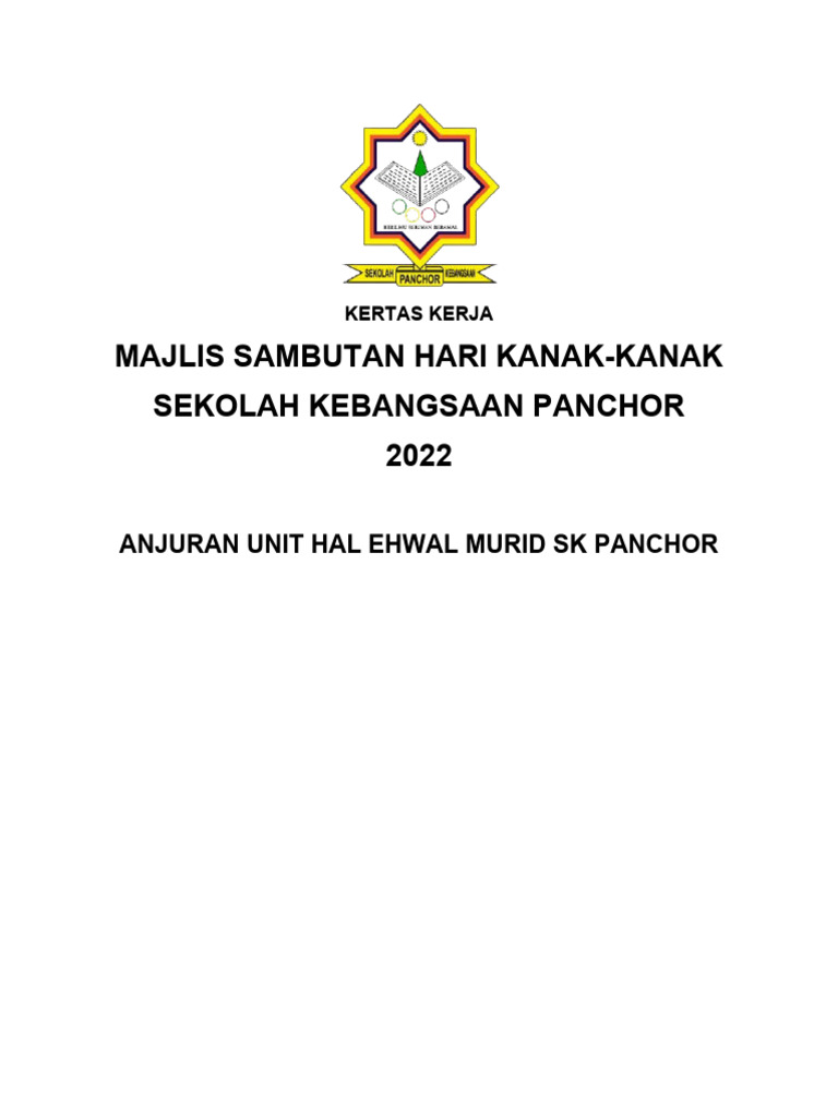 KERTAS KERJA HARI KANAK-KANAK SK PANCHOR 2022 | PDF