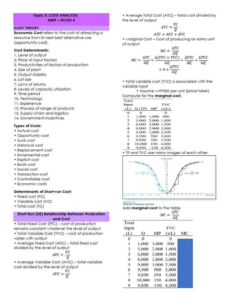 Topic 3 Cost Analysis | PDF