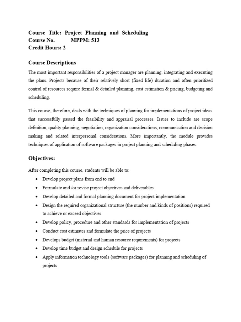 1PPM PPS Course Outline 22 | PDF | Scheduling (Production Processes) | Policy