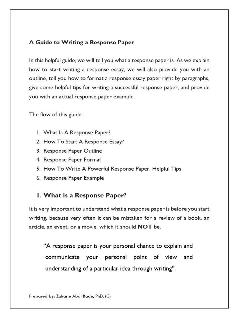 A Guide To Writing A Response Paper | PDF
