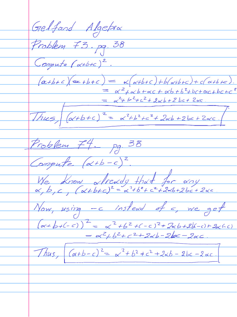 Gelfand Algebra Exercises 73 | PDF