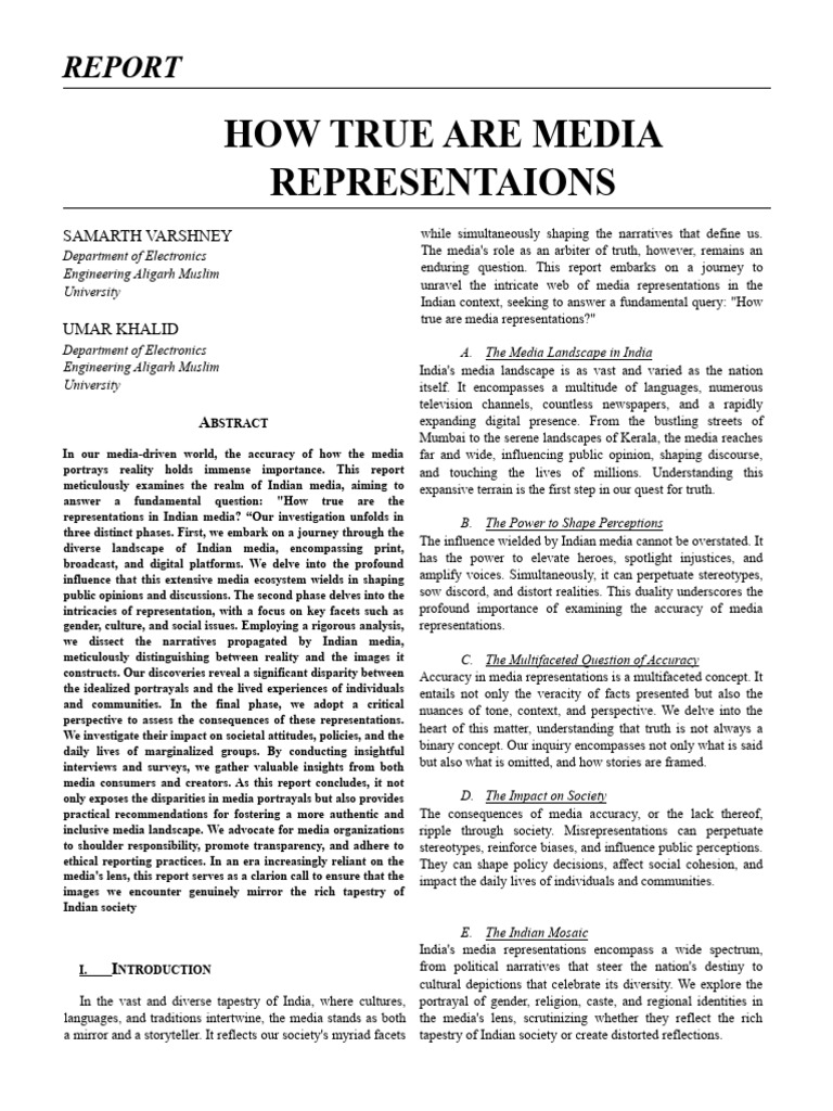 How True Are Media Representations. | PDF | News | Mass Media