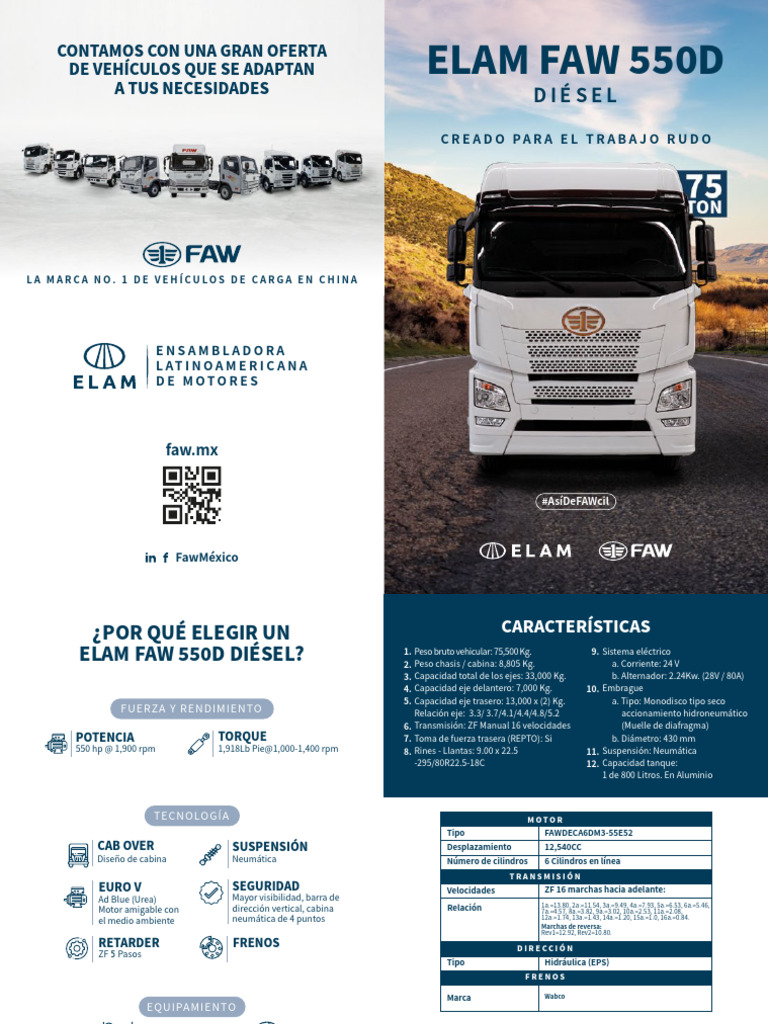 18 Ficha Técnica ELAM FAW JH6 550D | PDF | Eje | Industria automotriz