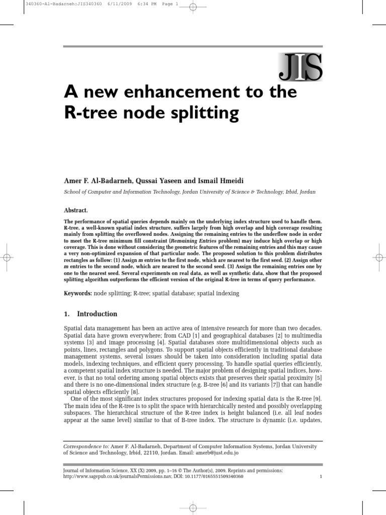 Nhom 10 - A New Enhancement To The R-Tree Node Splitting | PDF | Data Management | Algorithms ...