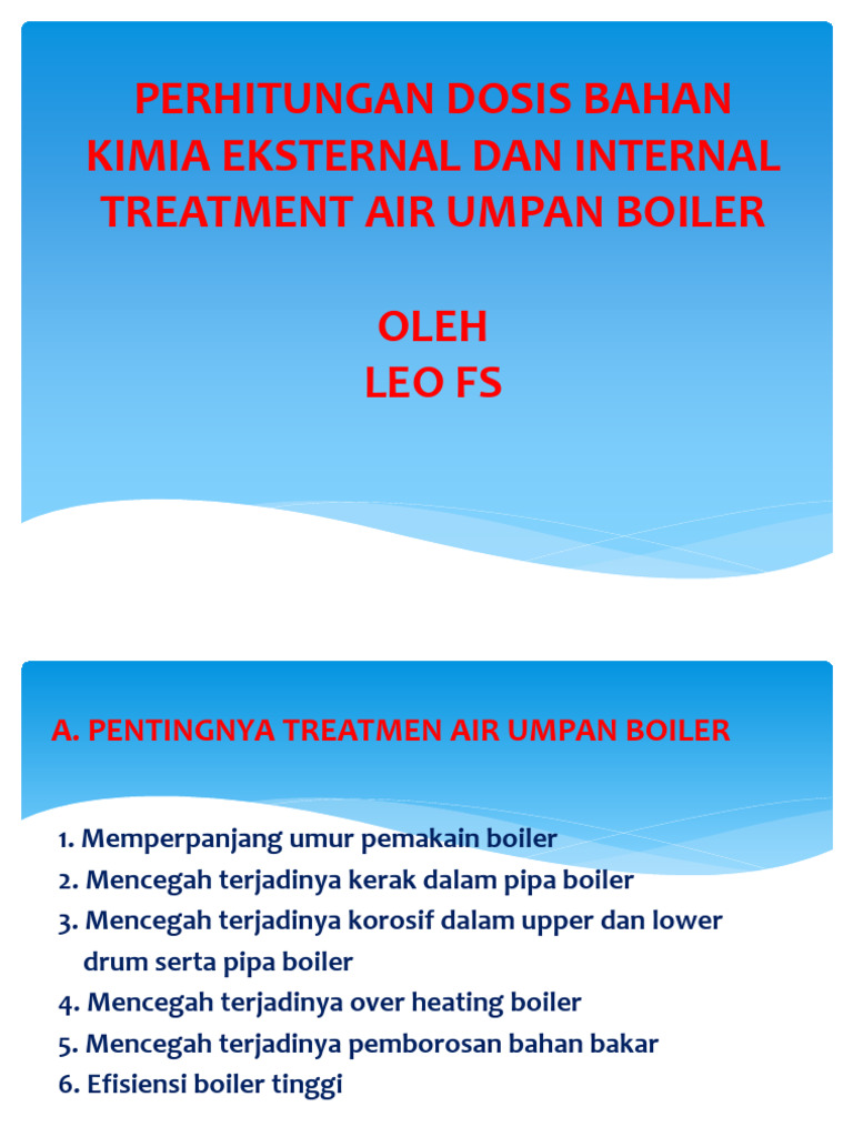 PERHITUNGAN DOSIS BAHAN KIMIA EKSTERNAL DAN INTERNAL TREATMENT by LFS | PDF