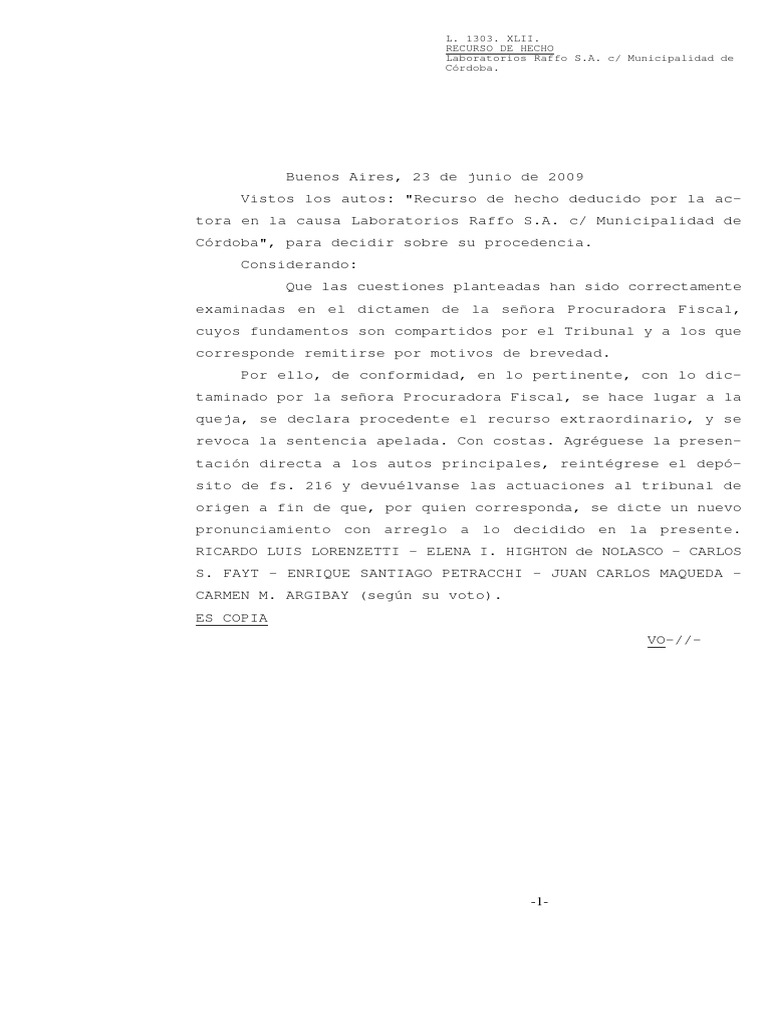 Fallo Laboratorios Raffo | PDF