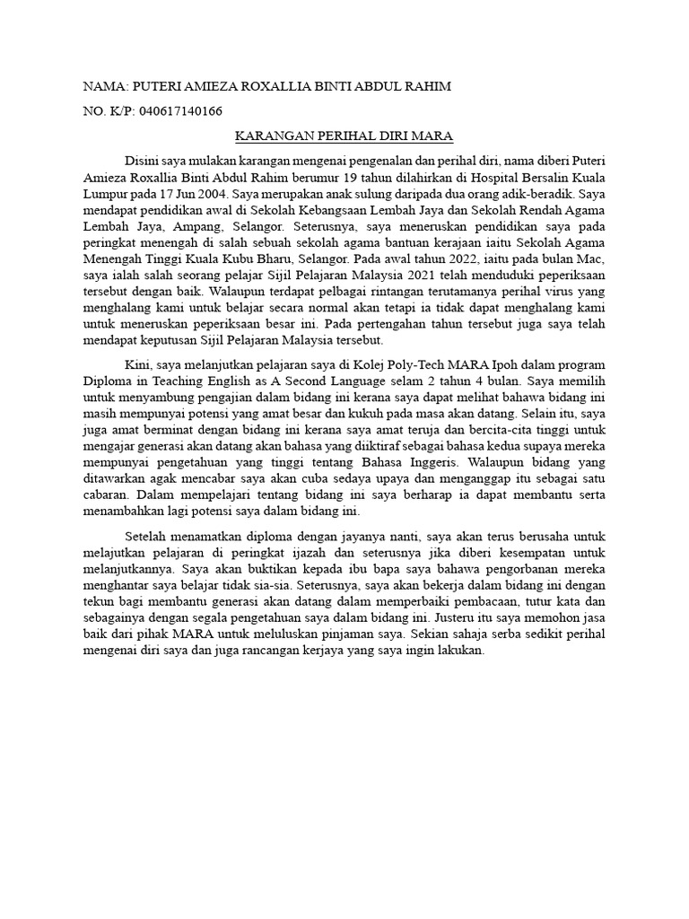 surat perihal diri mara | PDF