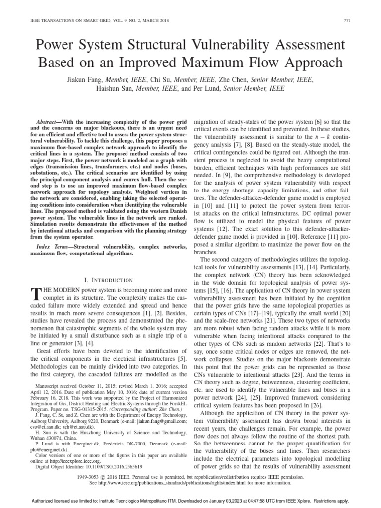 Power System Structural Vulnerability Assessment Based On An Improved Maximum Flow Approach