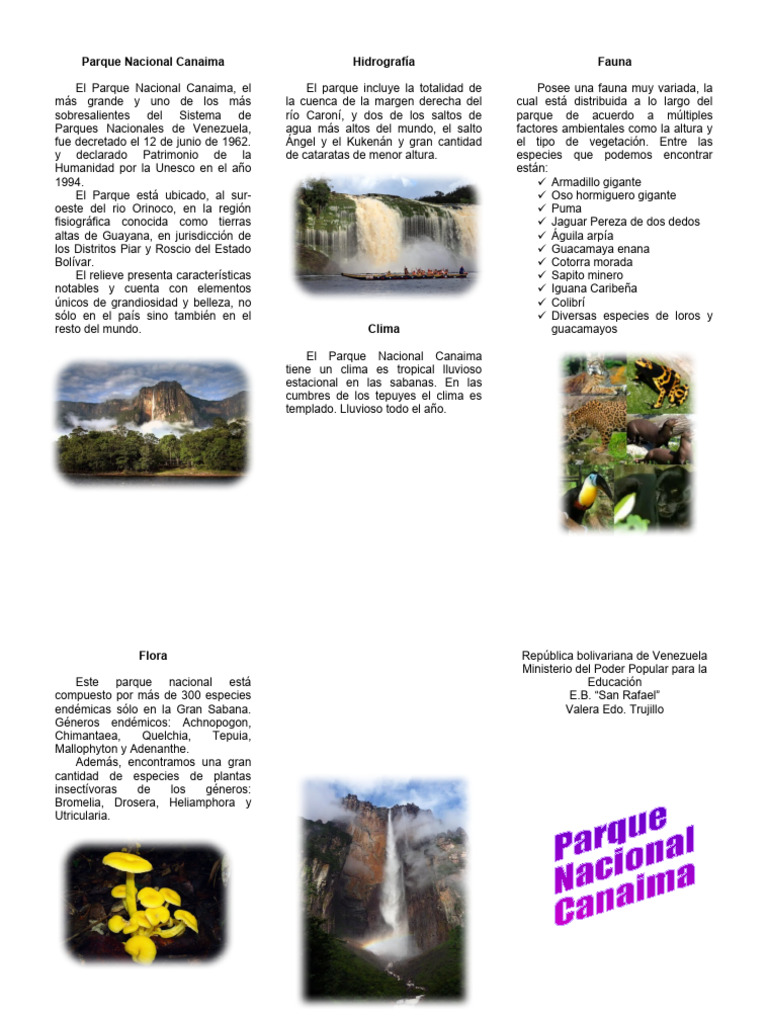 Parque Nacional Canaima | PDF | Ciencias de la Tierra