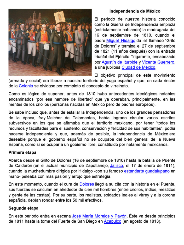 Historia de la Independencia de México | PDF | México | Imperio español