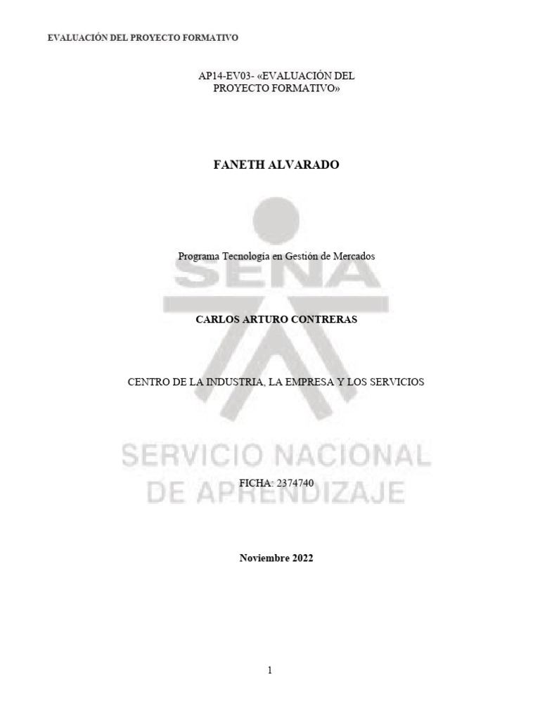 APP14-ev03 Evaluacion Proyecto Formativo Empanadas F | PDF