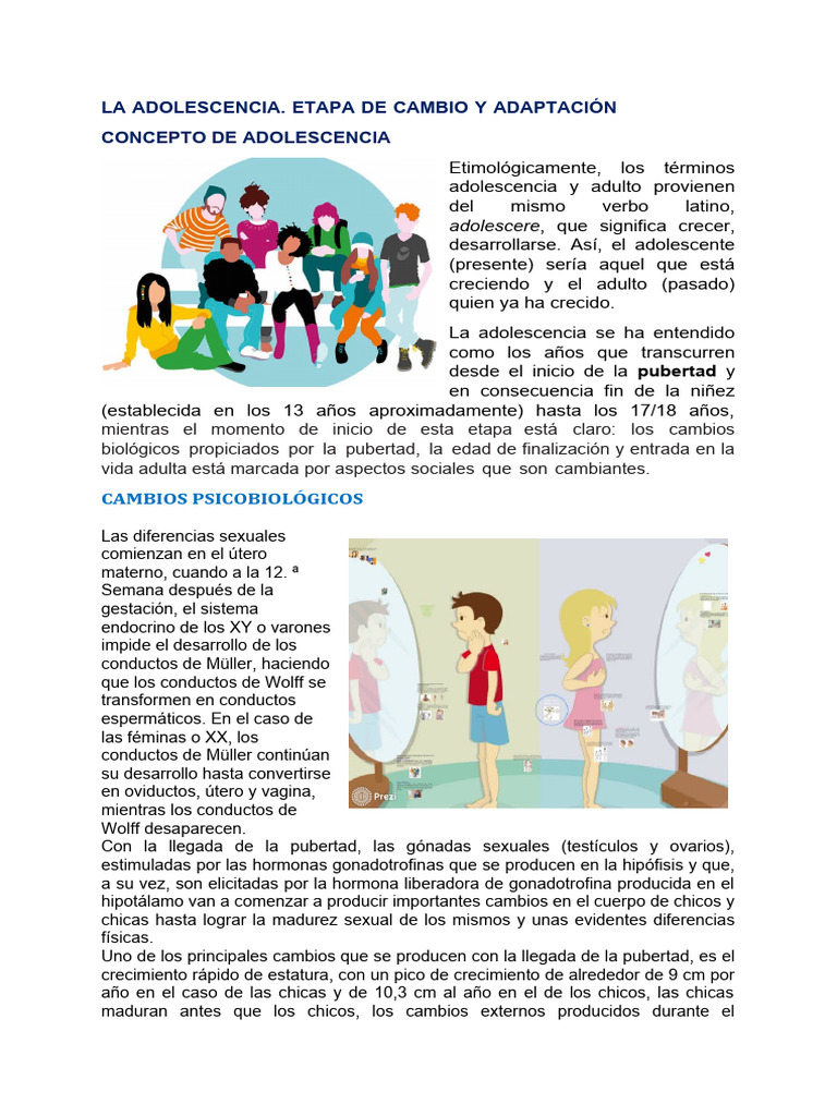 La Adolescencia Etapa de Cambio y Adaptacion | PDF | Pubertad ...