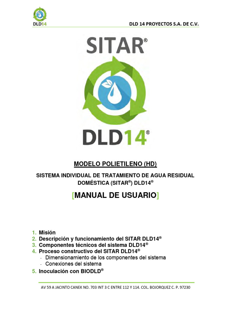 Manual de Usuario SITAR DLD14® | PDF | Aguas residuales | Agua
