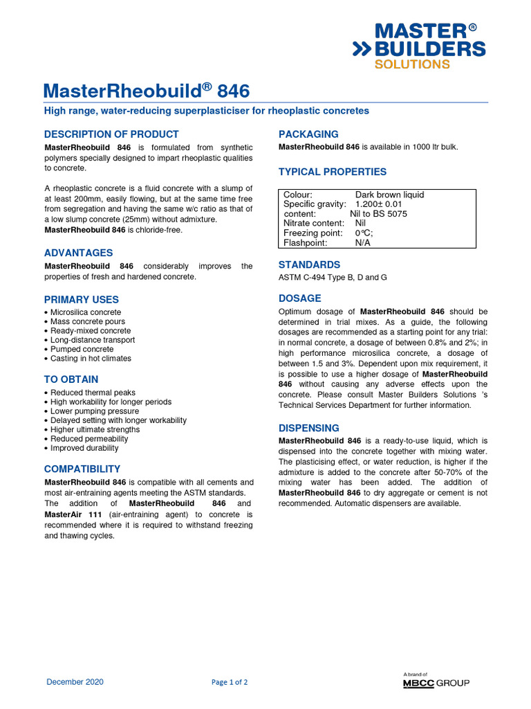 Masterrheobuild 846 Tds | PDF