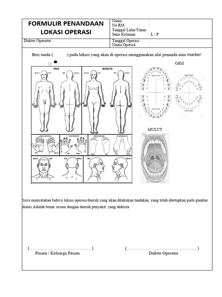 Formulir Penandaan Operasi Gigi | PDF