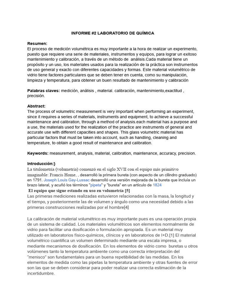 INFORME #2 LABORATORIO DE QUÍMICA | PDF | Valoración | Química