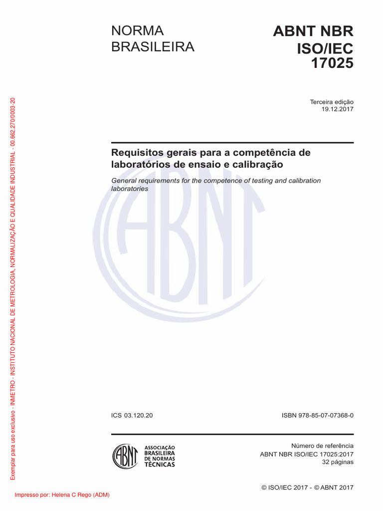 Abnt NBR Iso Iec 17025-2017 | PDF | Metrologia | Science