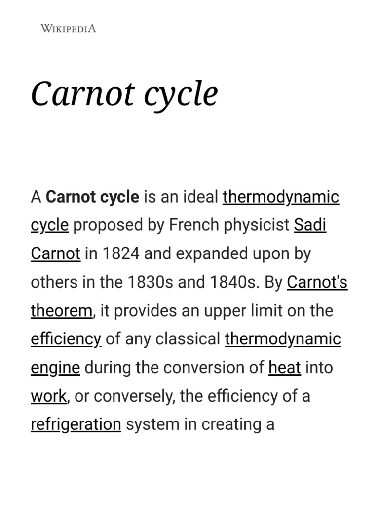 Carnot Cycle - Wikipedia | PDF