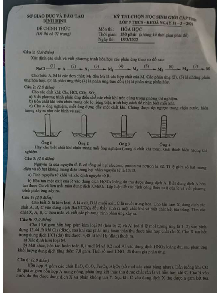 de HSG 9 Binh Dinh 2021 - 2022 | PDF