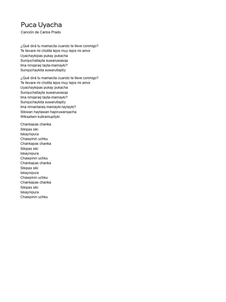 Puca Uyacha | PDF