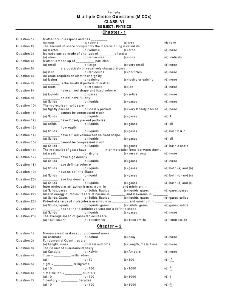 Class 6 Physics | PDF